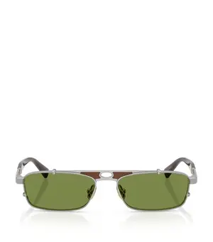 Brunello Cucinelli Titanium Rectangular Paloma Sunglasses - Silver