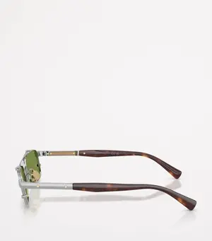 Brunello Cucinelli Titanium Rectangular Paloma Sunglasses - Silver