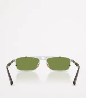 Brunello Cucinelli Titanium Rectangular Paloma Sunglasses - Silver