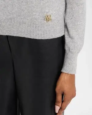 Oscar De La Renta Cashmere Knit Scarf Sweater - Gray