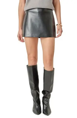 English Factory Faux Leather Skort - Black