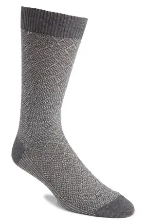 Canali Geo Jacquard Cotton Dress Socks Grey