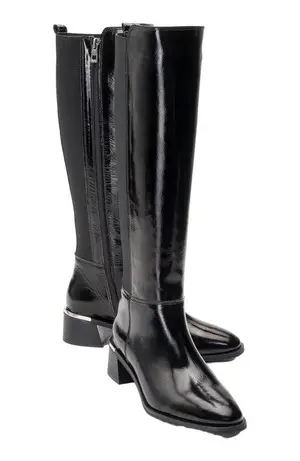 FOREVER & ALWAYS SHOES Rochos Leather Knee High Boots - Black Patent Leather