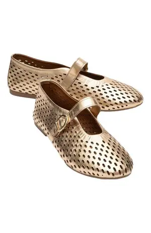 FOREVER & ALWAYS SHOES Arian Leather Ballet Flat - Gold Leather