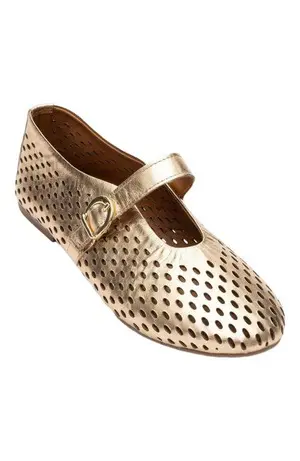 FOREVER & ALWAYS SHOES Arian Leather Ballet Flat - Gold Leather