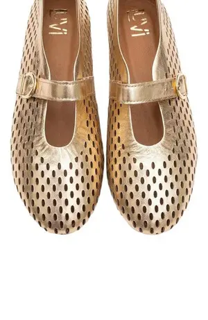 FOREVER & ALWAYS SHOES Arian Leather Ballet Flat - Gold Leather