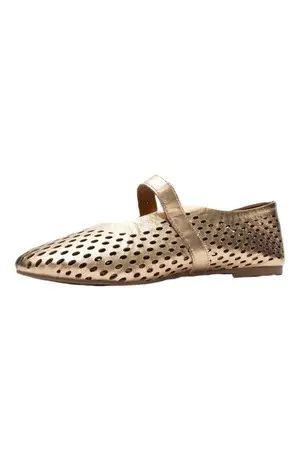 FOREVER & ALWAYS SHOES Arian Leather Ballet Flat - Gold Leather