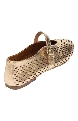 FOREVER & ALWAYS SHOES Arian Leather Ballet Flat - Gold Leather