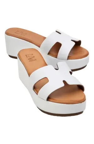 FOREVER & ALWAYS SHOES Lia Leather Platform Sandal - White Leather