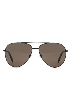 Fossil 60mm Pilot Sunglasses - Matte Black/brown