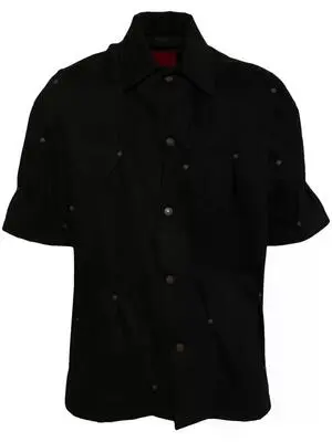 KUSIKOHC Multi-rivet Denim Short Sleeves Shirt - Black