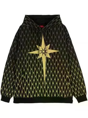 KUSIKOHC Origami-print Cotton Hoodie - Black