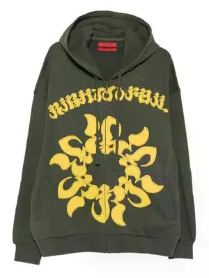 KUSIKOHC Embroidered Sun Zip-up Hoodie - Green