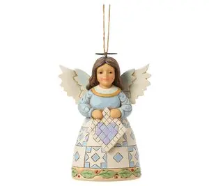 JIM SHORE Heartwood Creek Quilt Angel Ornament .5in H - One-color