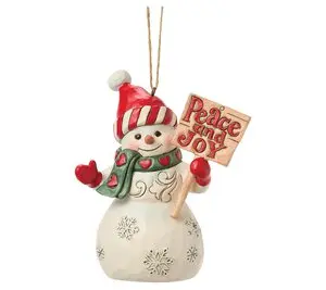 JIM SHORE Heartwood Creek Snowman Peace & Joy S Ign Orn 4.5in - One-color