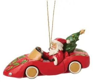 JIM SHORE Heartwood Creek Santa In Sports Car O Rnament 2in - One-color