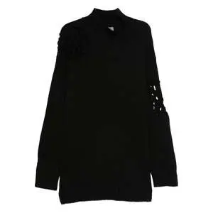 Yohji Yamamoto Yohji Yamamoto Knitwear With Lattice Inserts - Black