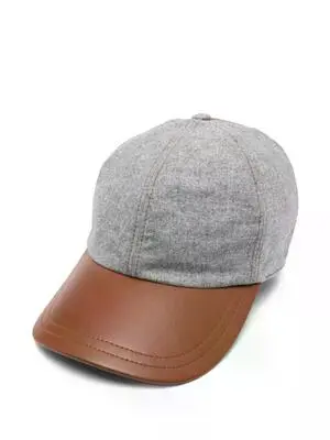 Eleventy Leather-paneled Wool Cap