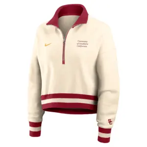 Nike USC Legacy College Cropped 1/4-Zip Crew Brown