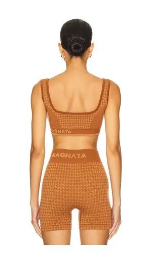 NAGNATA Houndstooth Wool Bralette In Brown