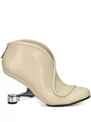 United Nude Cream Leather Zip Up Ankle Boots