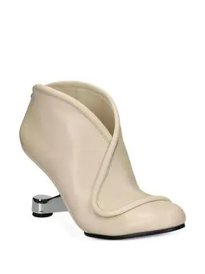 United Nude Cream Leather Zip Up Ankle Boots
