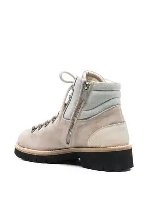 Eleventy Lace-up Leather Boots - Neutrals