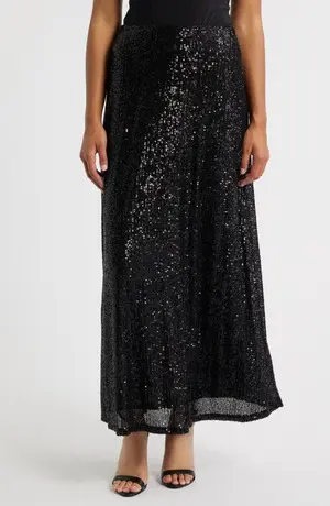 Anne Klein Sequin Maxi Skirt - Anne Black