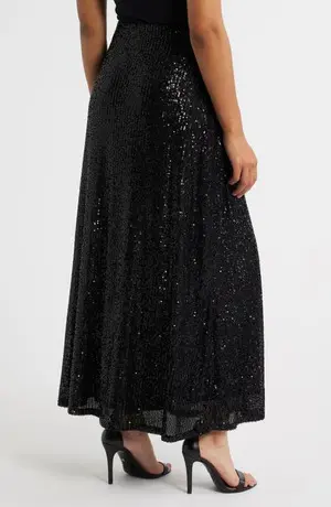 Anne Klein Sequin Maxi Skirt - Anne Black