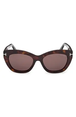 TOM FORD Linda 53mm Butterfly Sunglasses - Dark Havana/warm Brown Lenses
