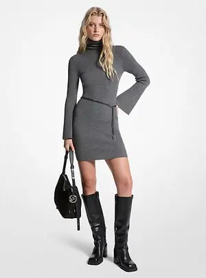 Michael Kors Wool-blend Belted Mini Dress