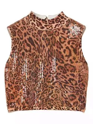 TWINSET Leopard-print Sequin-embellished Top