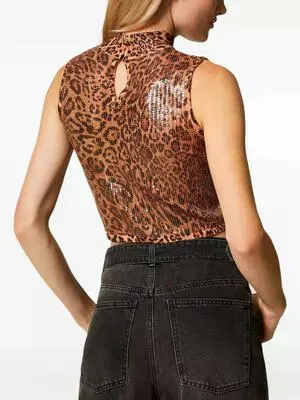TWINSET Leopard-print Sequin-embellished Top