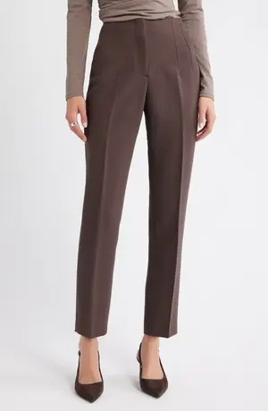 OPEN EDIT Icon High-waist Ankle Cigarette Pants - Brown Seal