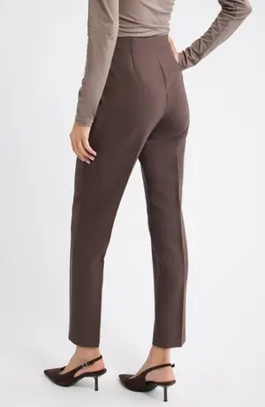 OPEN EDIT Icon High-waist Ankle Cigarette Pants - Brown Seal