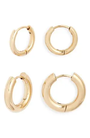 Nordstrom Set Of 2 Multi-size Hoop Earrings - Gold