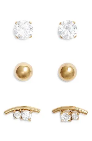 Nordstrom Stud Earring Set - Clear- Gold