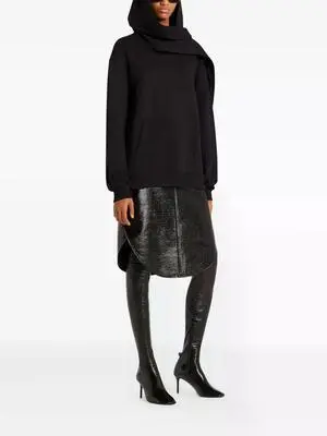 COURREGES Scarf-detail Hoodie - Black
