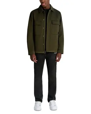 Karl Lagerfeld Paris Twill Collared Shirt Jacket - Olive