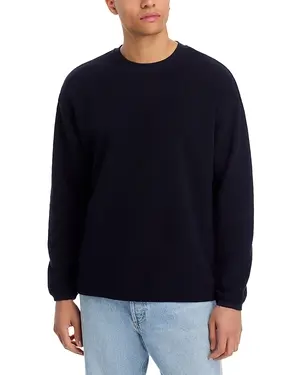 FRAME Cotton Waffle Textured Long Sleeve Tee Dark Navy