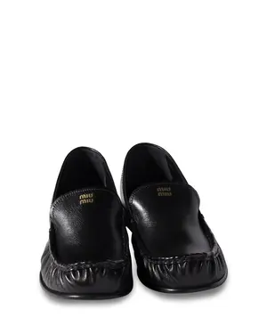Miu Miu Leather Moccasin Loafers