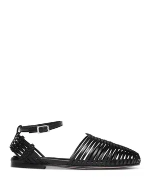 Freda Salvador Blake Strappy Flats - Black Calf