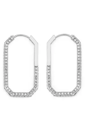 ALLSAINTS Hattie Crystal Geometric Hoop Earrings - Rhodium