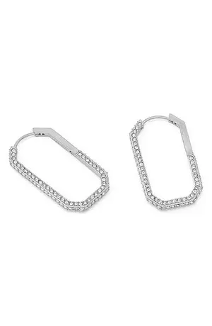 ALLSAINTS Hattie Crystal Geometric Hoop Earrings - Rhodium