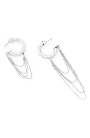 ALLSAINTS Mismatched Draped Chain Huggie Hoop Earrings