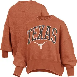 PRESSBOX Texas Longhorns Oversized Waist-length Crewneck Sweatshirt - Burnt Orange