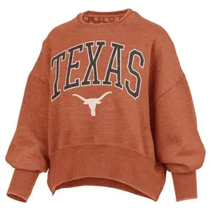 PRESSBOX Texas Longhorns Oversized Waist-length Crewneck Sweatshirt