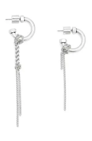 ALLSAINTS Mismatched Chain Drop Huggie Hoop Earrings - Rhodium