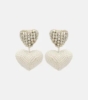 Oscar De La Renta Crystal-embellished Clip-on Earrings - White