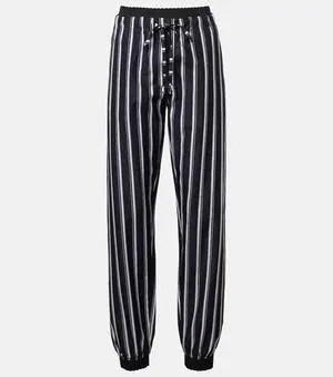Attico Striped Cotton Sweatpants - Blue